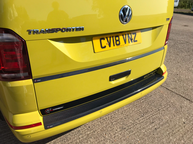 VW T6 and T6.1 Carbon Fibre Full Coverage Rear Bumper Protector - Tail ...